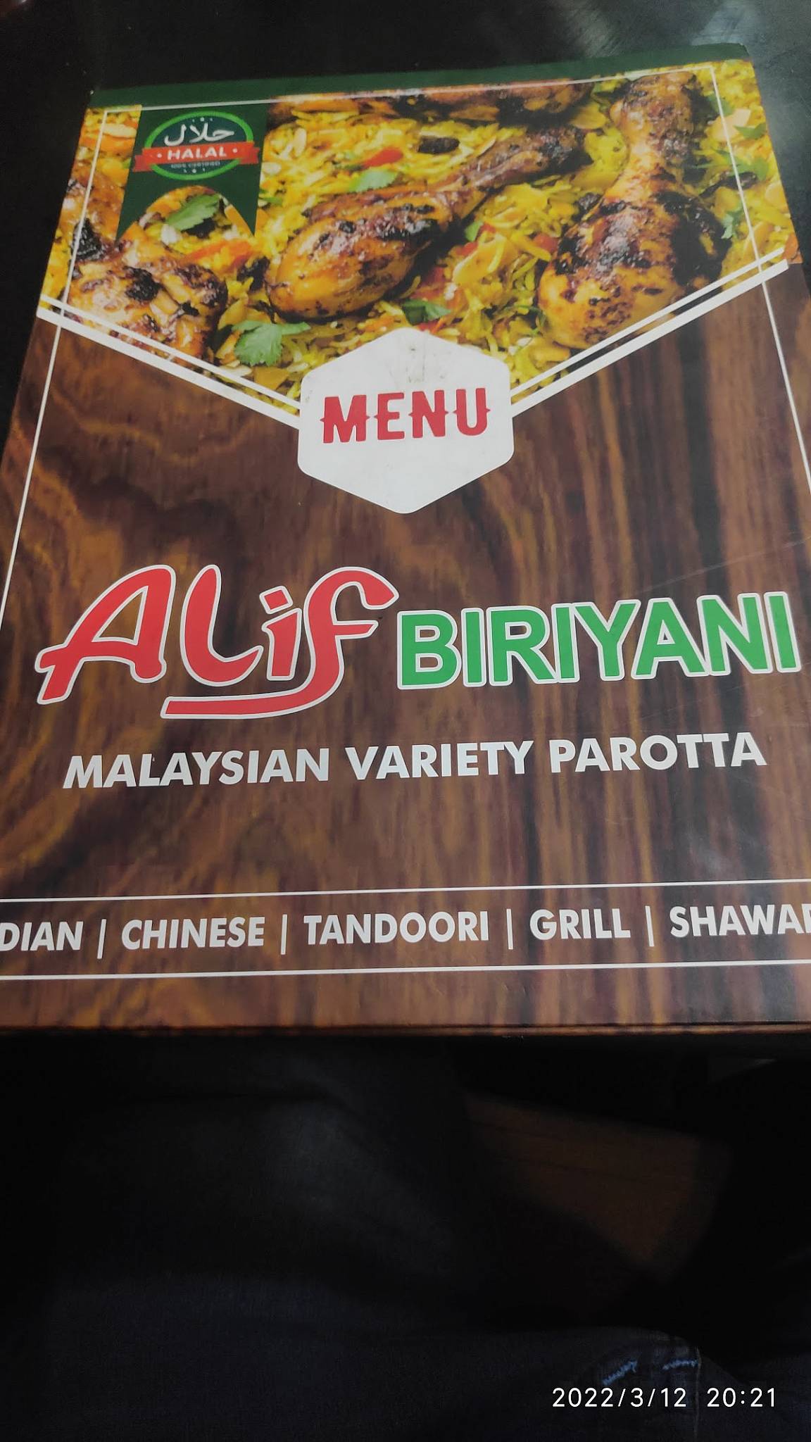 Menu at Alif Biryani, Chennai, 629