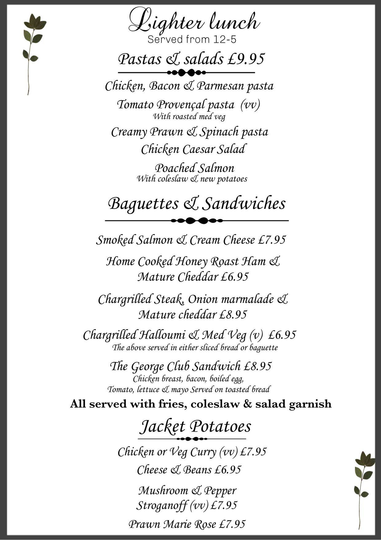 Menu at The George Hotel pub & bar, Chepstow