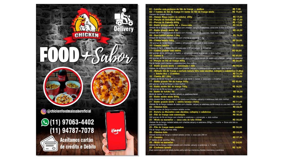 Menu em Chicken food mais sabor frango frito no balde restaurante ...