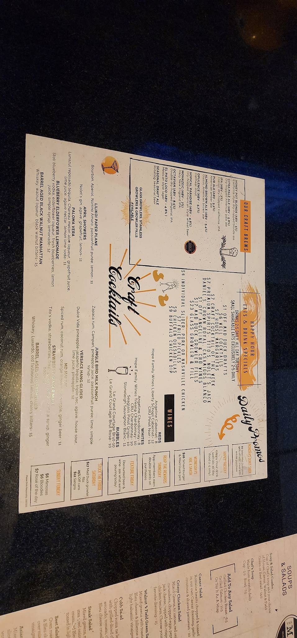 Menu at The Mad Duck pub & bar, Clovis, 765 W Herndon Ave #200