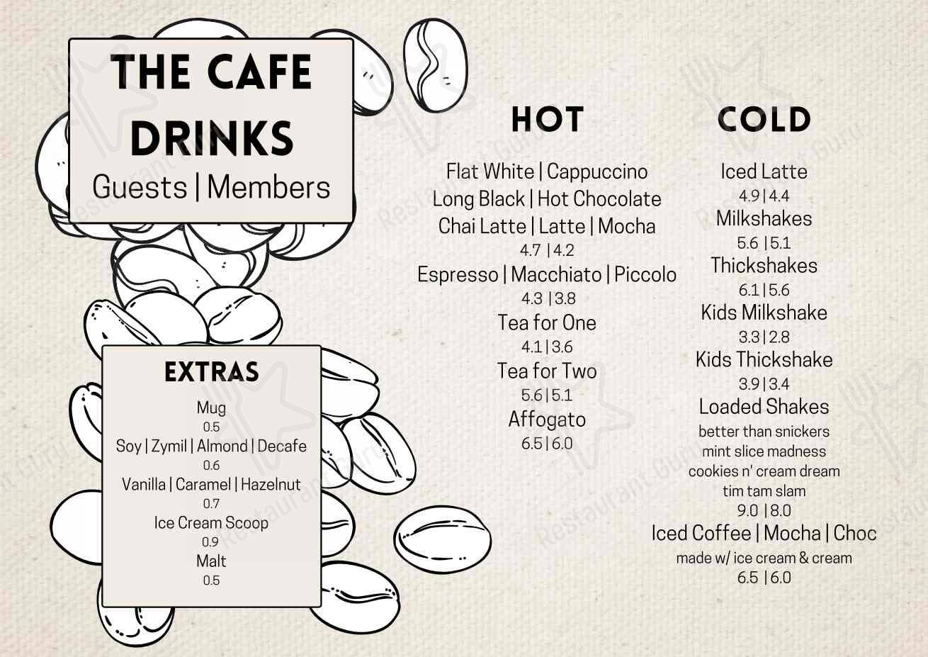 Menu at Carina Leagues Club, Carina Heights