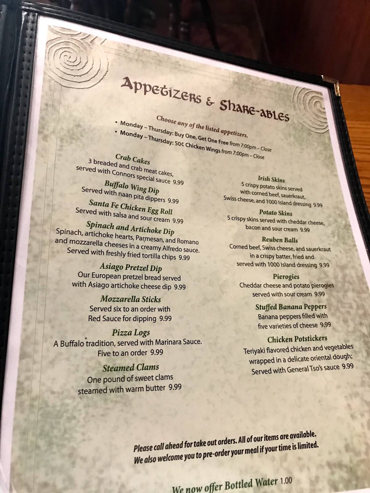 Menu at Connor's Restaurant, Buffalo