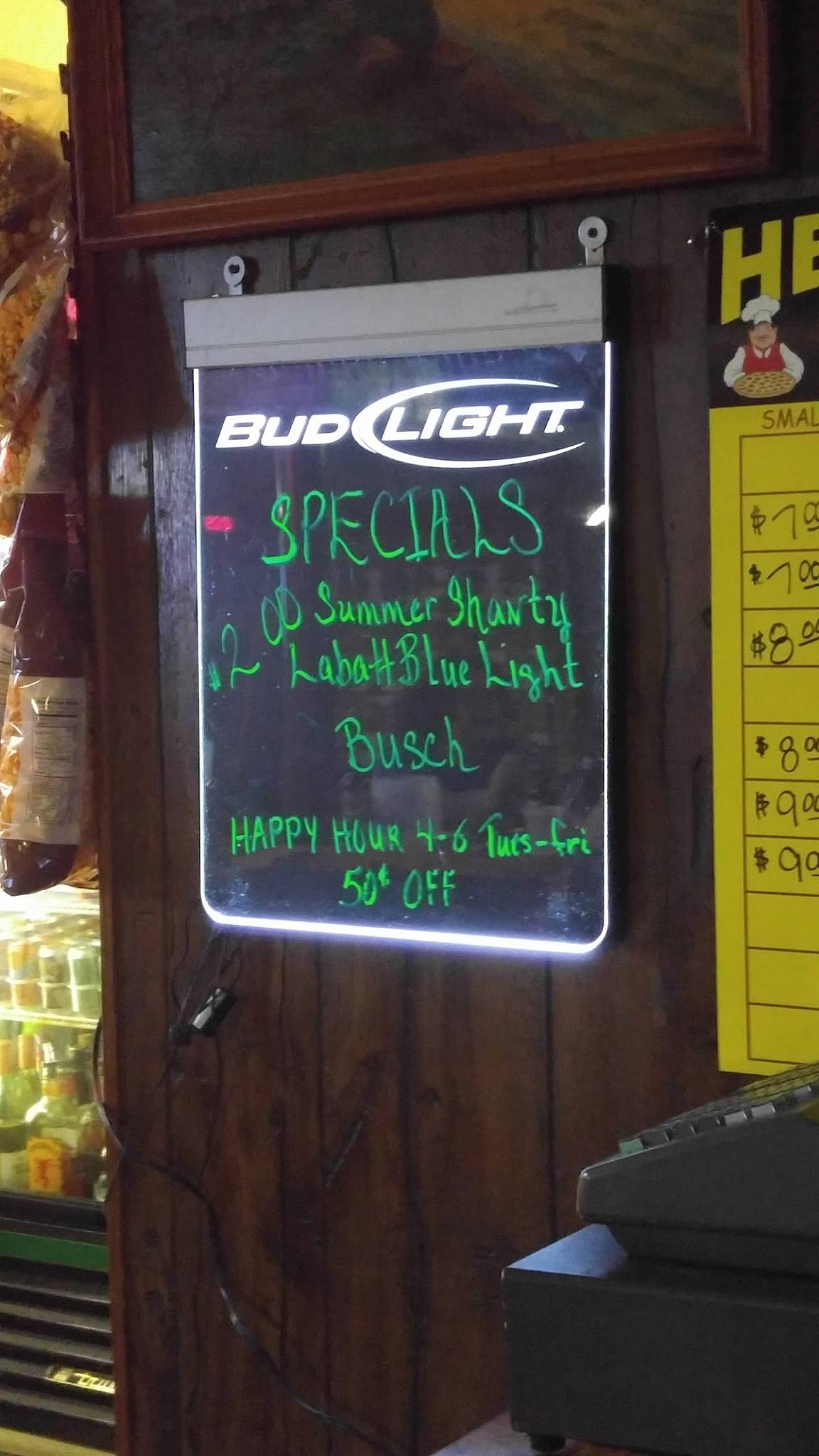 Menu at Corral Bar, Willow River