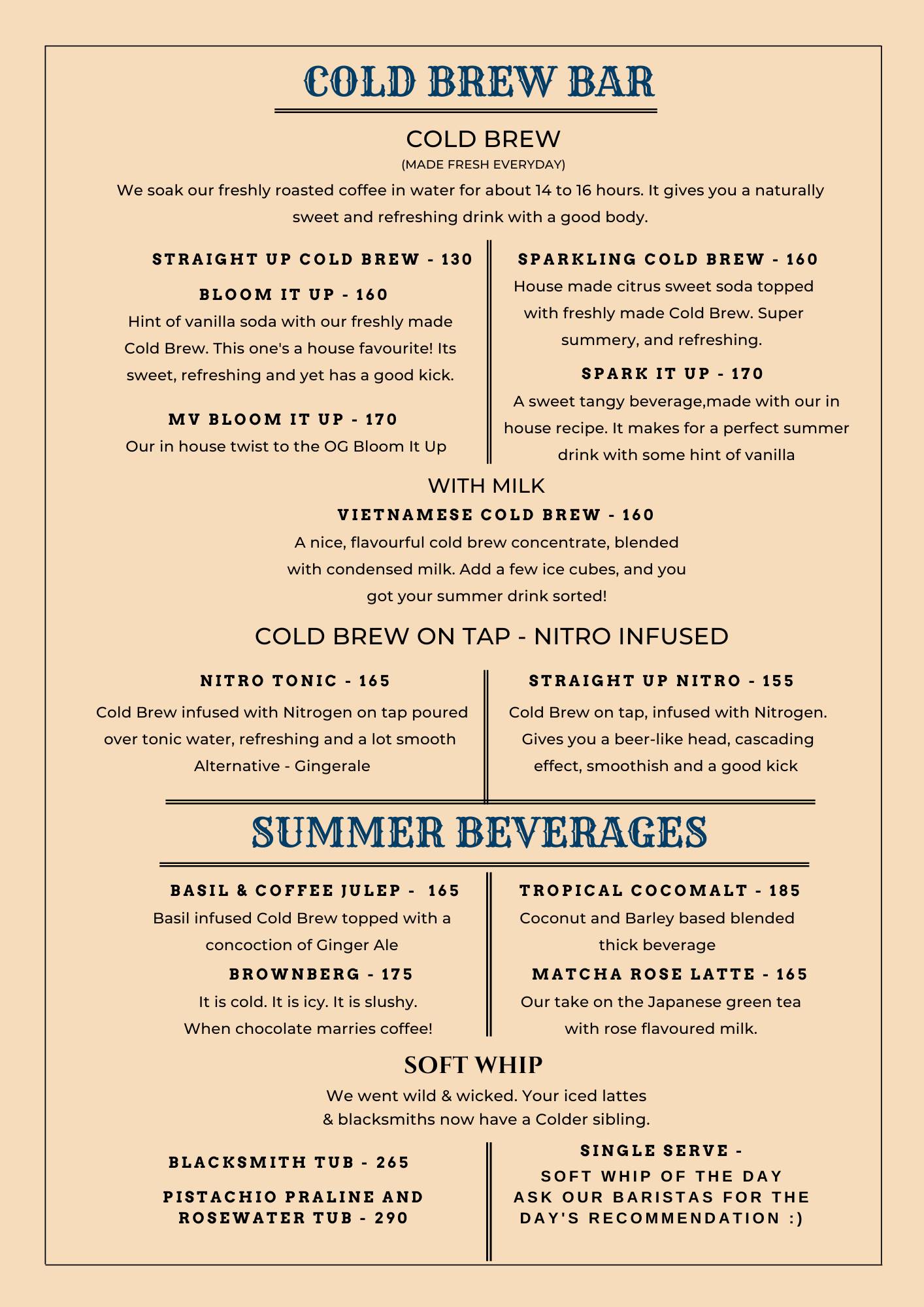 Menu at Corridor Seven Coffee Roasters, Nagpur