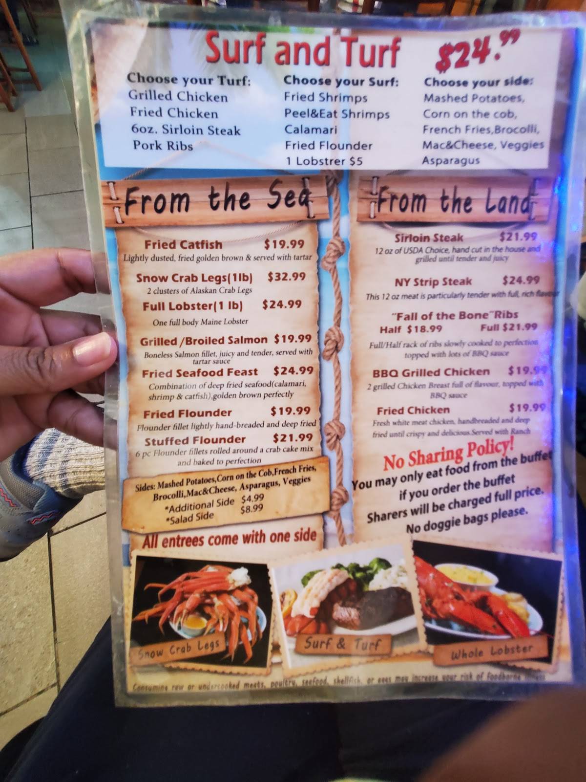 Menu at Crab Daddy's Seafood Buffet Restaurant, Murrells Inlet