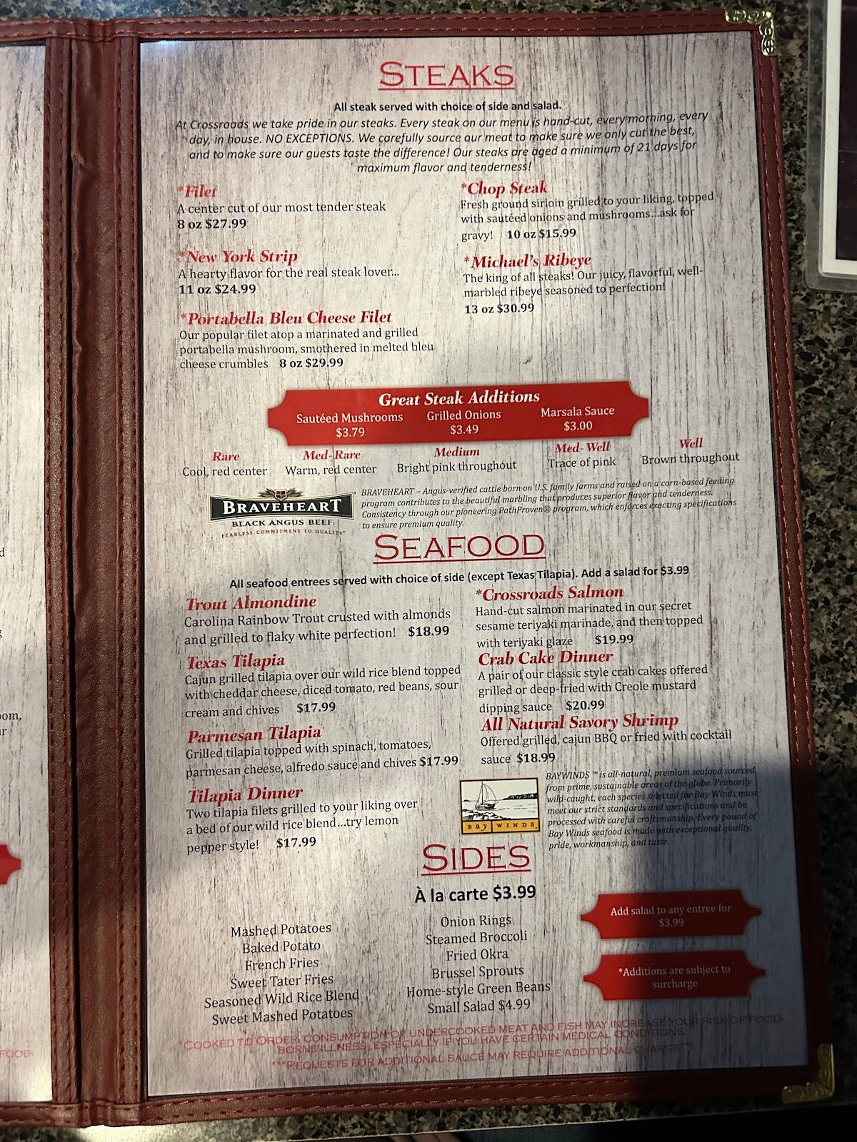 Menu at Crossroads Bar And Grille, Flowery Branch