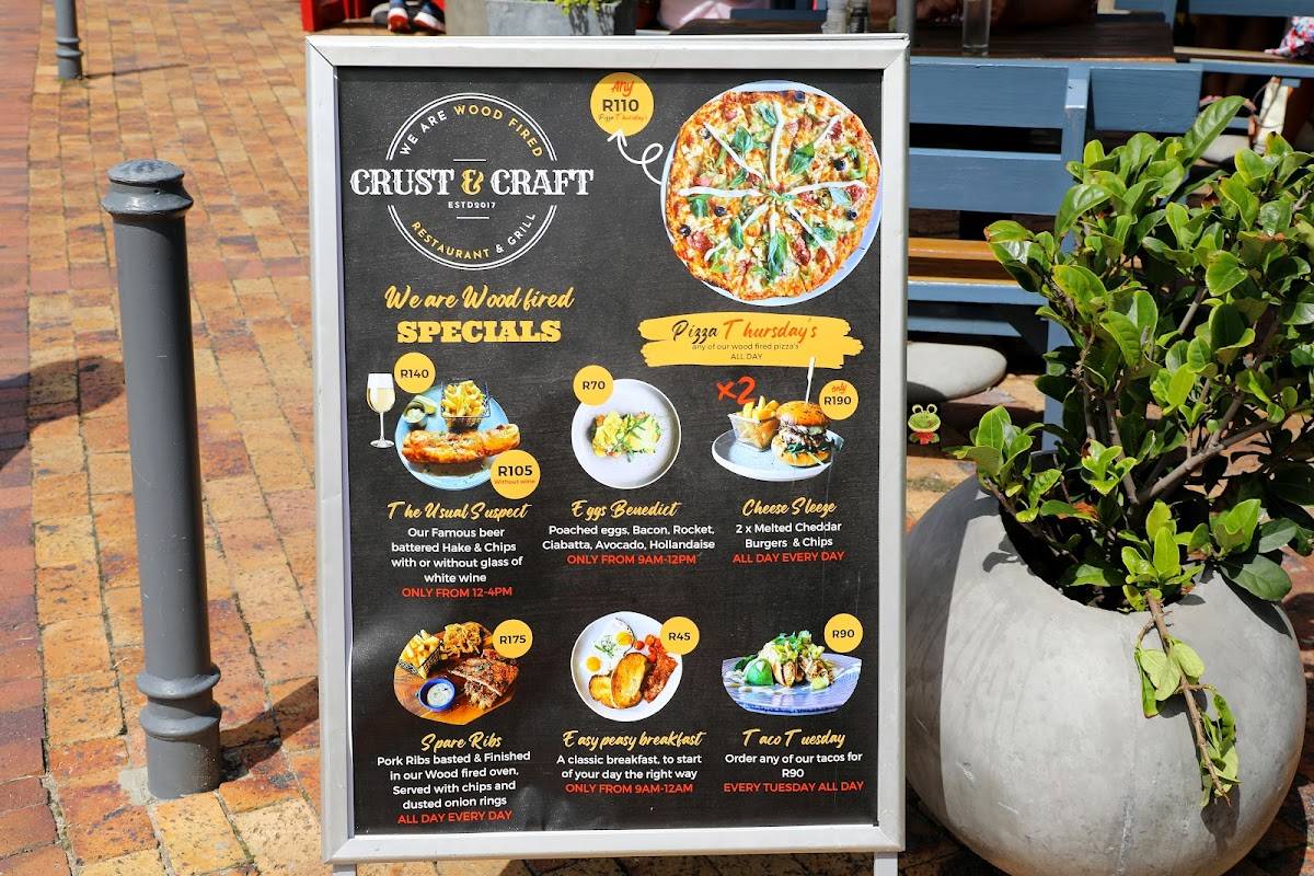 Menu at Crust & Craft (Paradiso) restaurant, Hermanus
