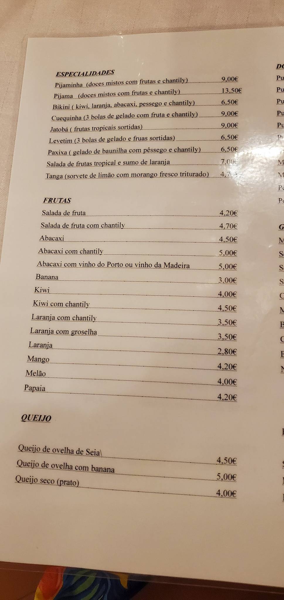 Menu em Curral dos Caprinos restaurante, Sintra, R. 28 de Setembro