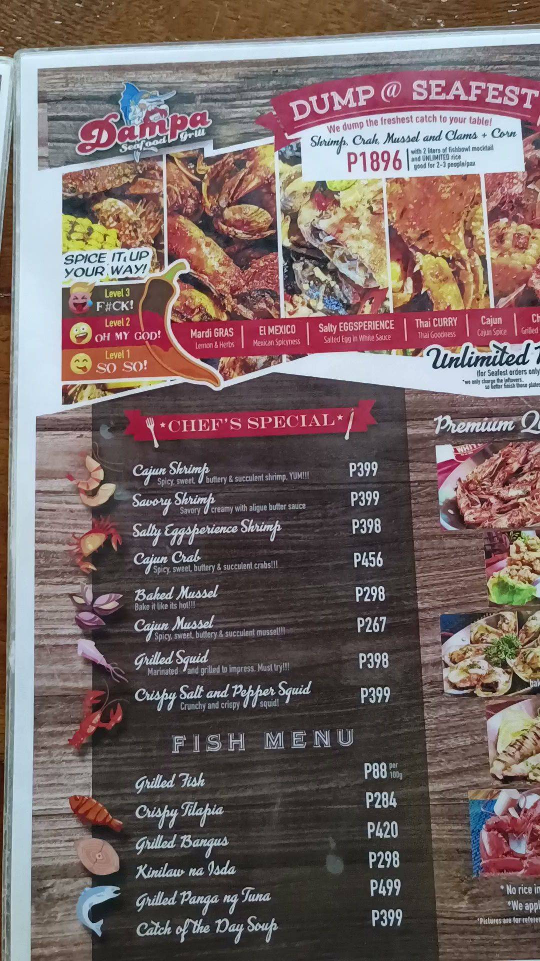 Menu at Dampa Seafood Grill - Tomas Morato restaurant, Quezon City