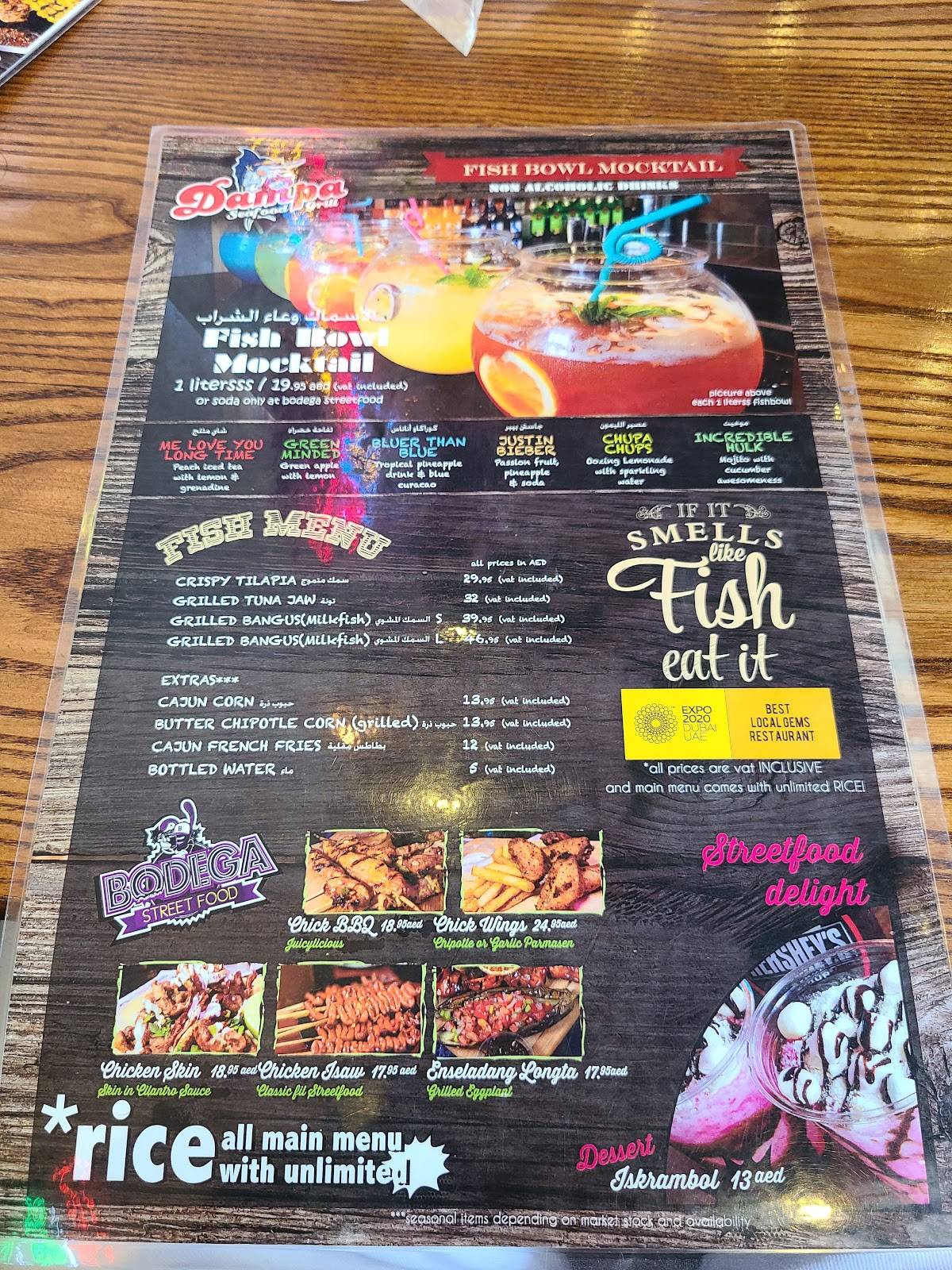 Menu at Dampa Seafood Grill - Dubai restaurant, Dubai, Baniyas Rd