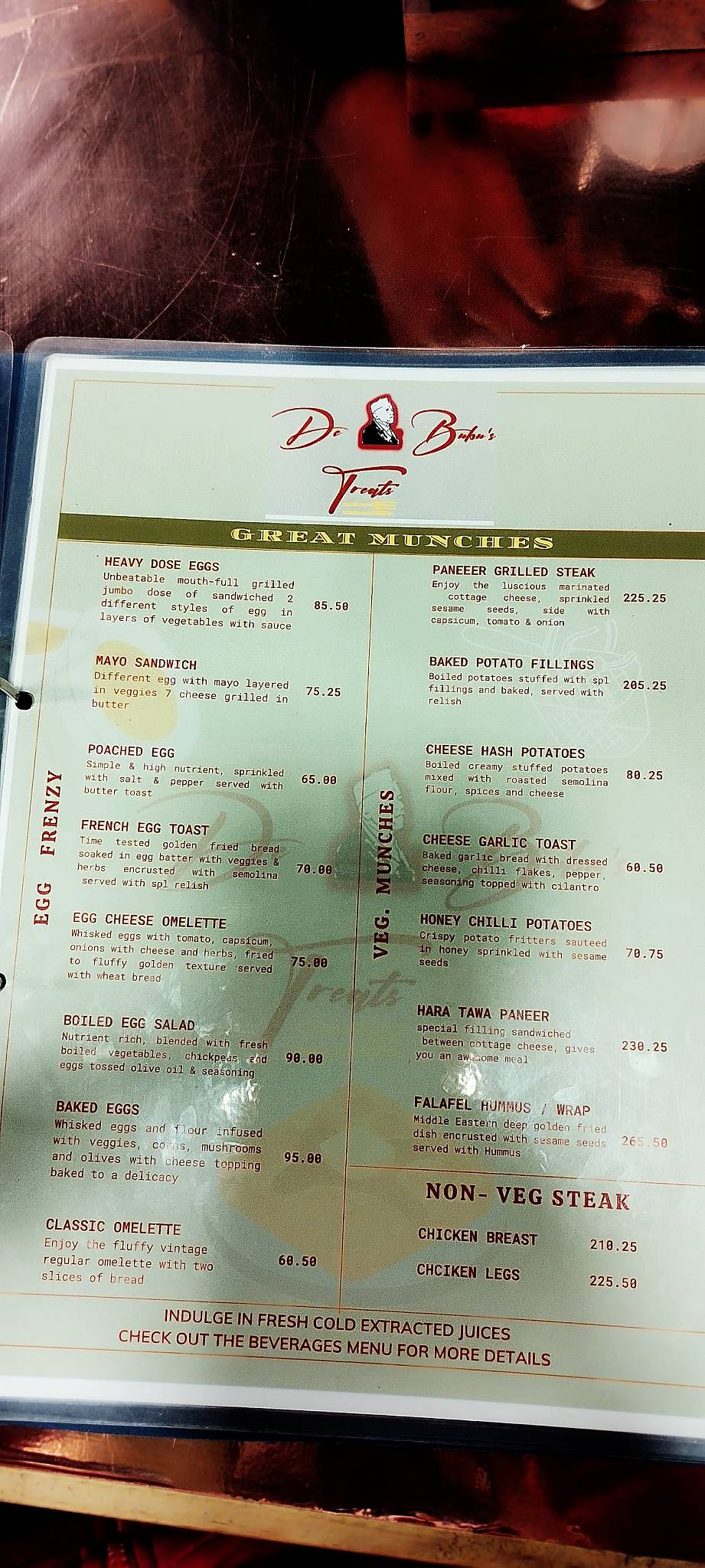 Menu at De Bubu's Treats, Nainital