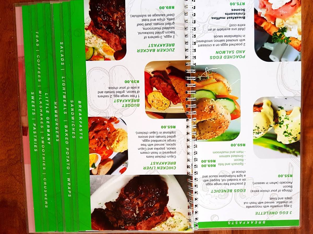 Menu at Der Zucker Backer cafe, Pretoria, Menlyn Retail Park Corner ...