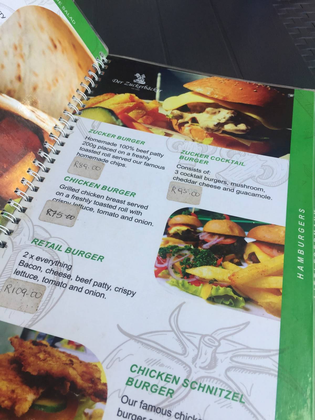 Menu at Der Zucker Backer cafe, Pretoria, Menlyn Retail Park Corner ...