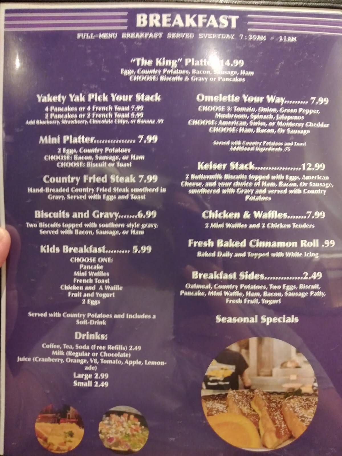 Menu at Jackie B. Goode's Uptown Cafe and Dinner Theater, Branson