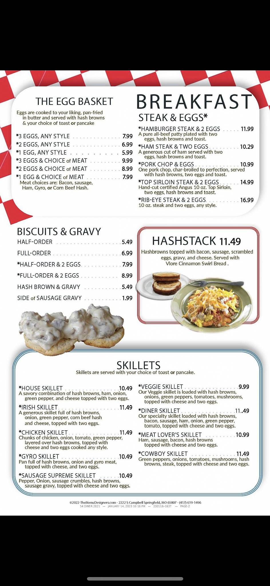 Menu at Diner 54 restaurant, Kirksville