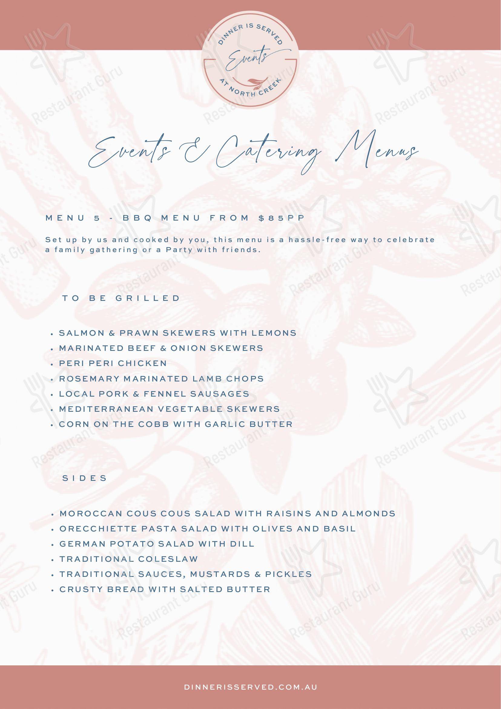 Menu at Dinner Is Served cafe, Ballina