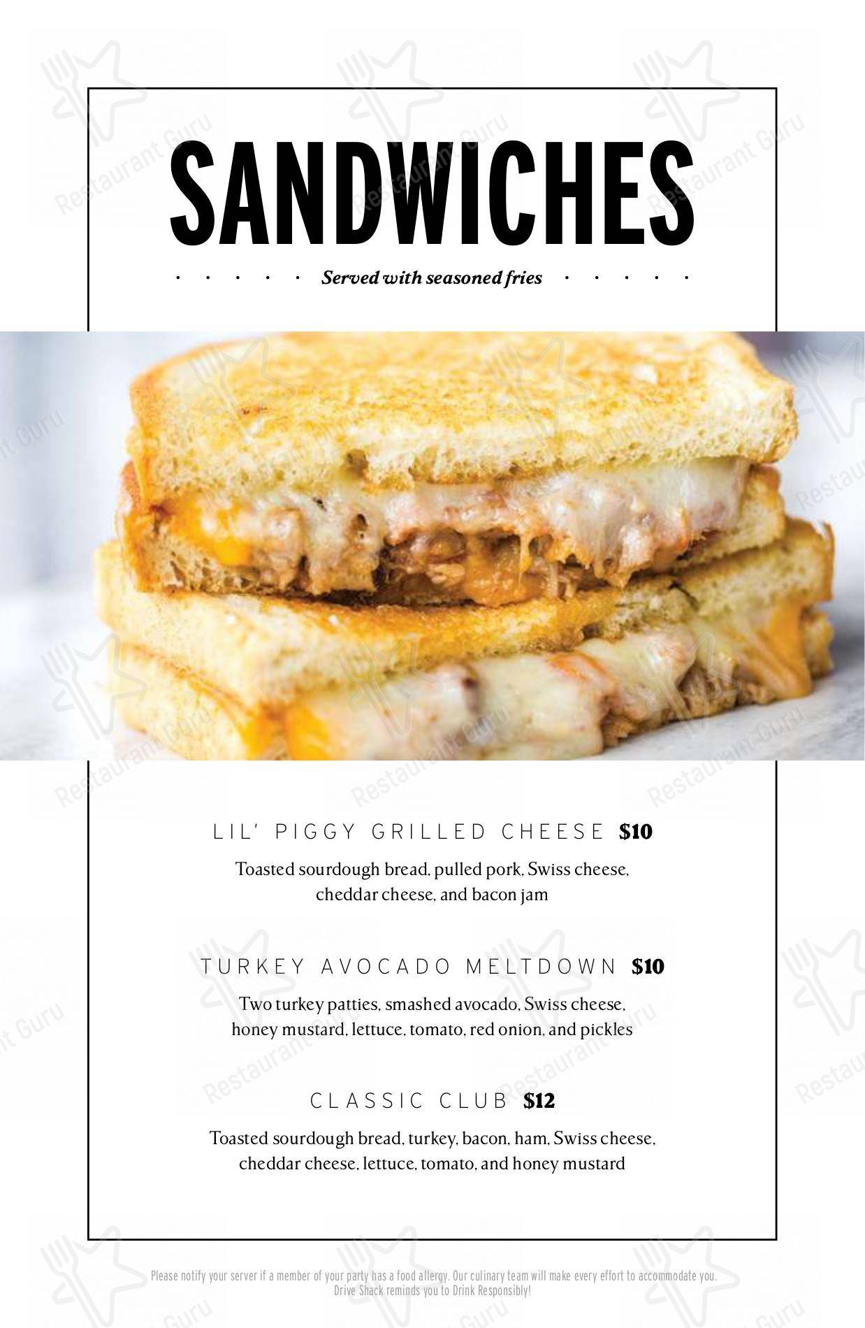 Menu at Drive Shack pub & bar, Raleigh