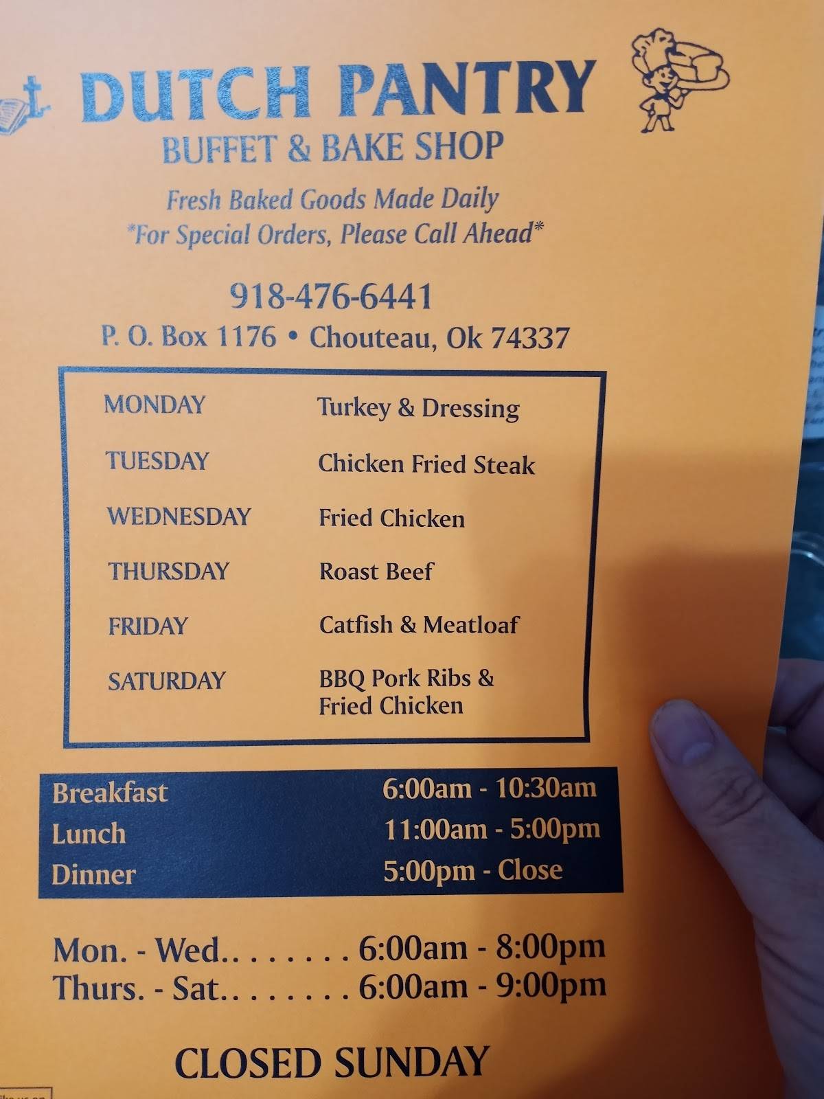 Menu at Dutch Pantry BBQ, Chouteau, 10 W Main St
