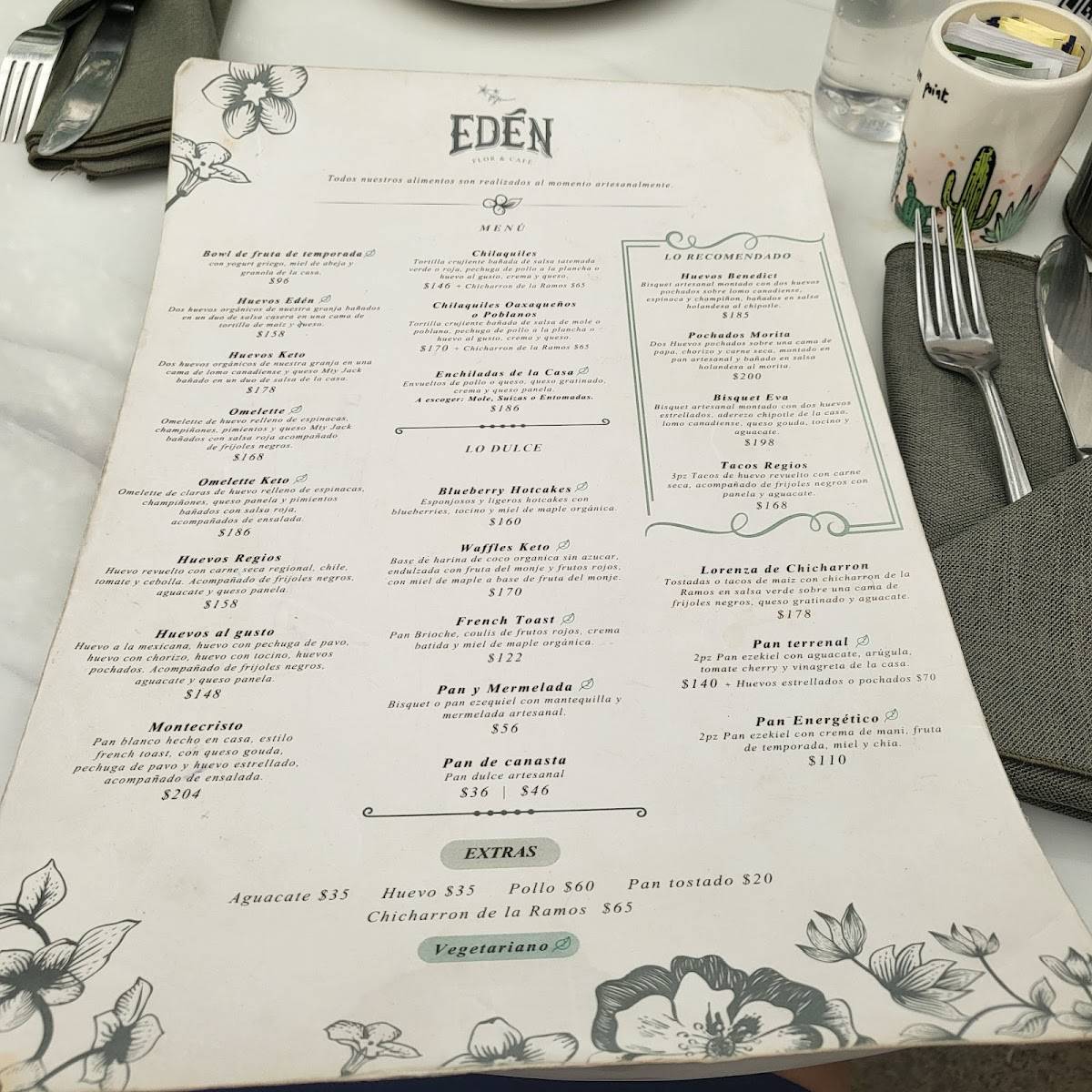 Carta de EDÉN FLOR Y CAFÉ, Monterrey