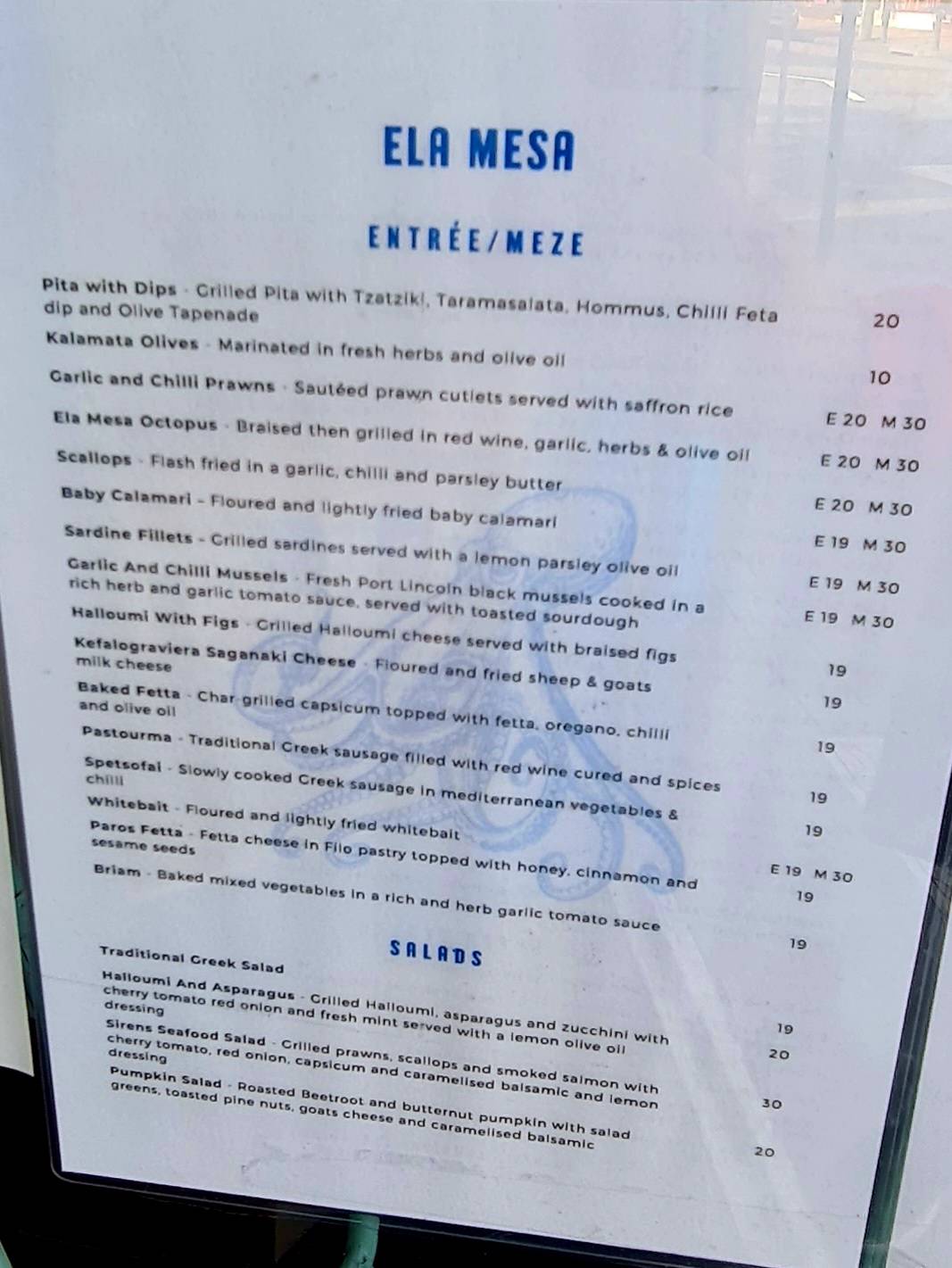 Menu at ELA MESA CAFE RESTAURANT, Woy Woy