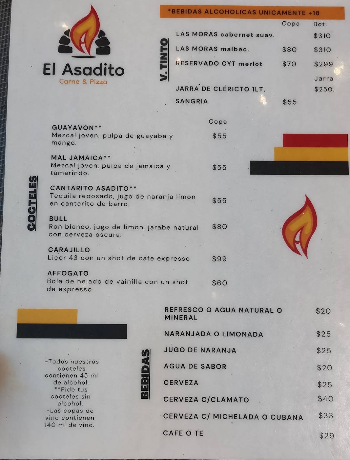 Carta del restaurante El Asadito santa fe, Mexico