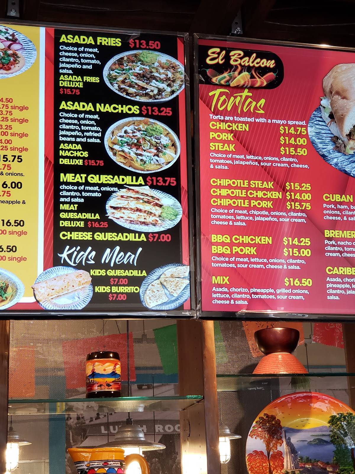 Menu at El Balcon restaurant, Bremerton