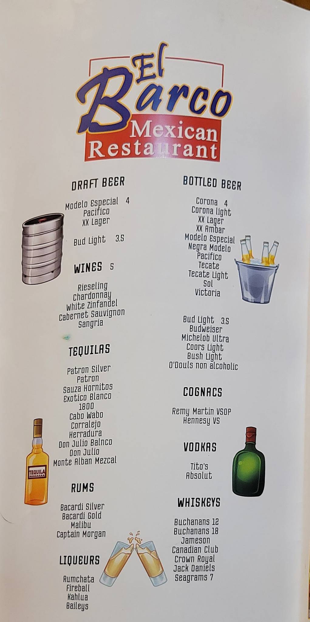 Menu at El Barco Méxican Restaurant, Urbandale