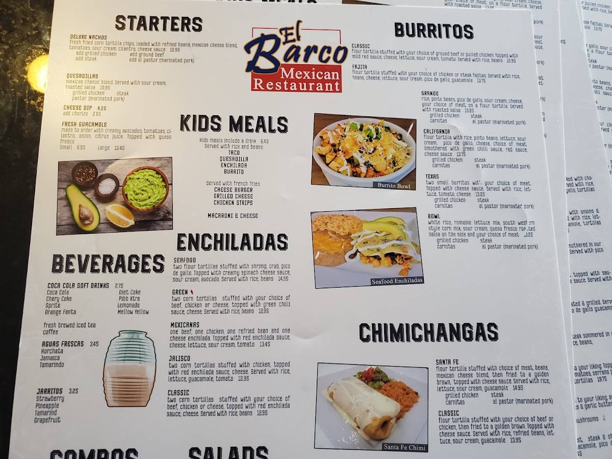 Menu at El Barco Méxican Restaurant, Urbandale