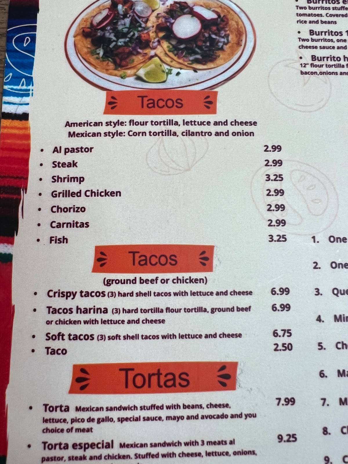 Menu at El Barril Mexican Restaurant, Edgington