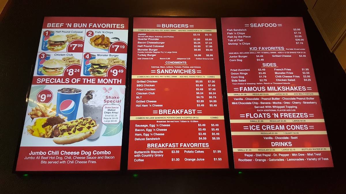 Menu at Beef 'n Bun restaurant, El Cajon
