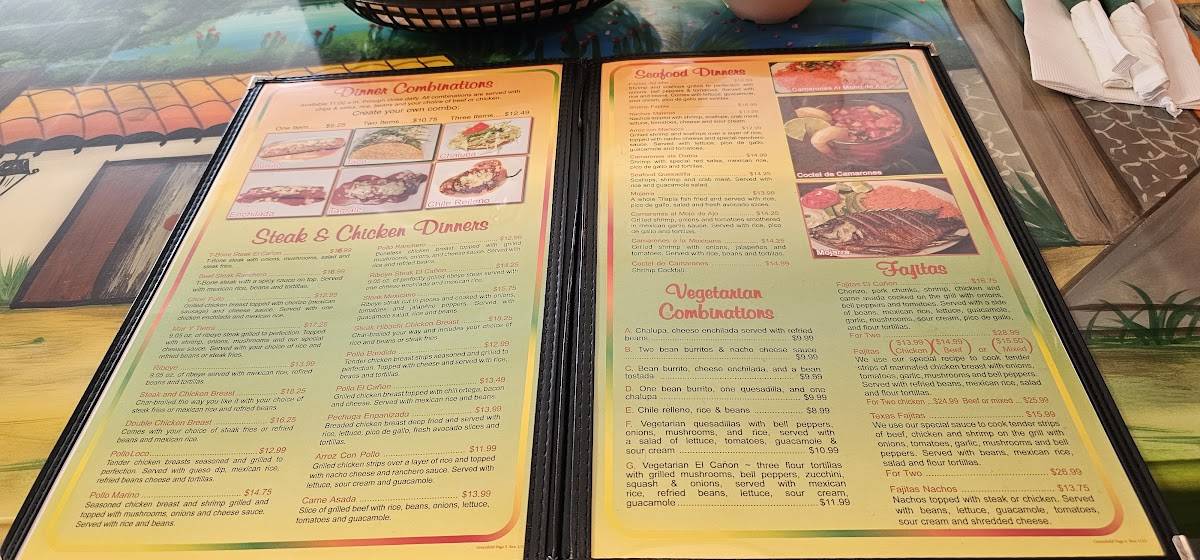 Menu at El Canon Mexican Restaurant, Greenfield, Jefferson St