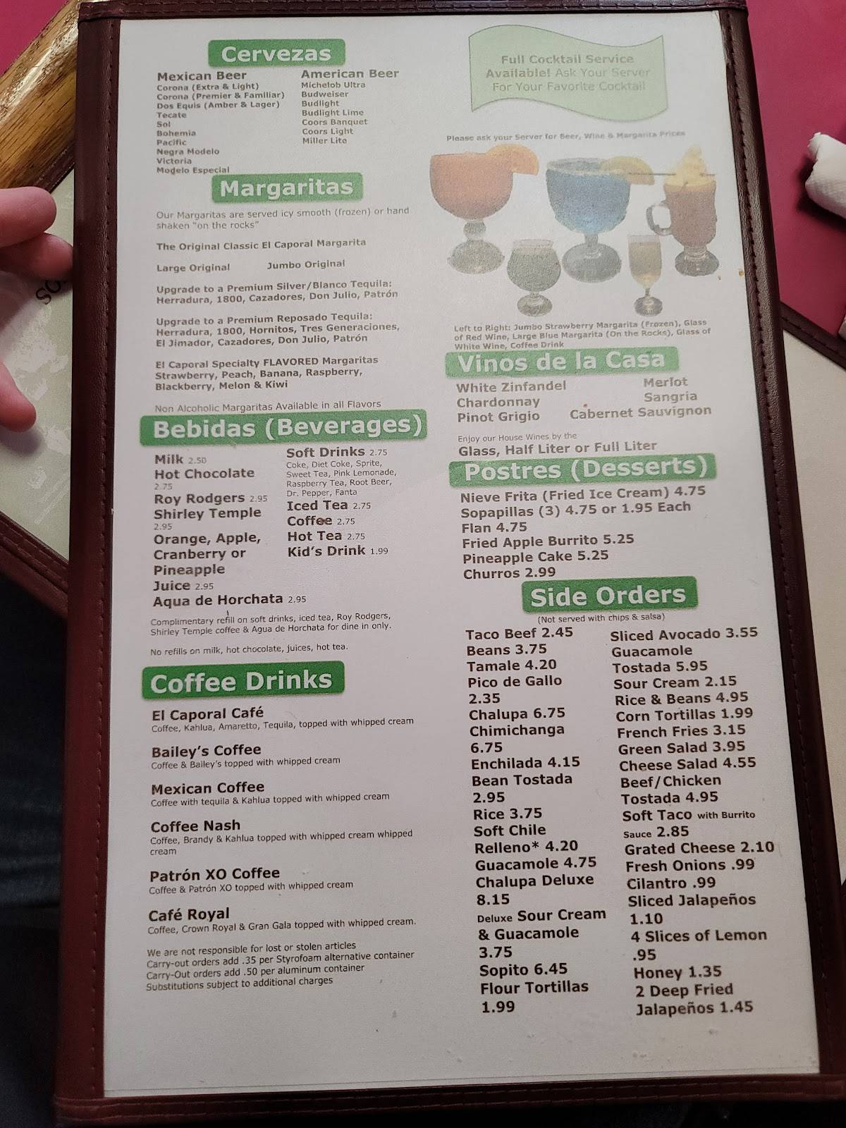 Menu at El Caporal Family Mexican Restaurant, Cañon City, Main St