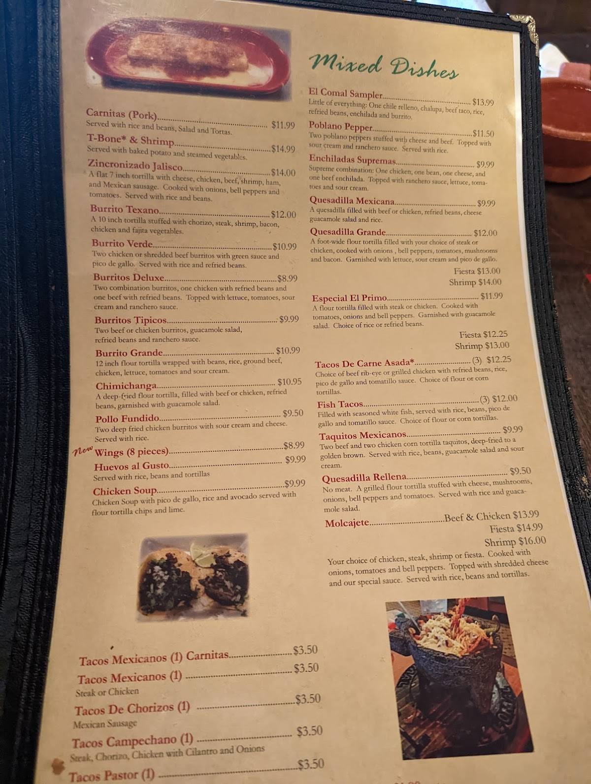 Menu at El Comal Mexican Restaurant, McCalla, AL-216 A