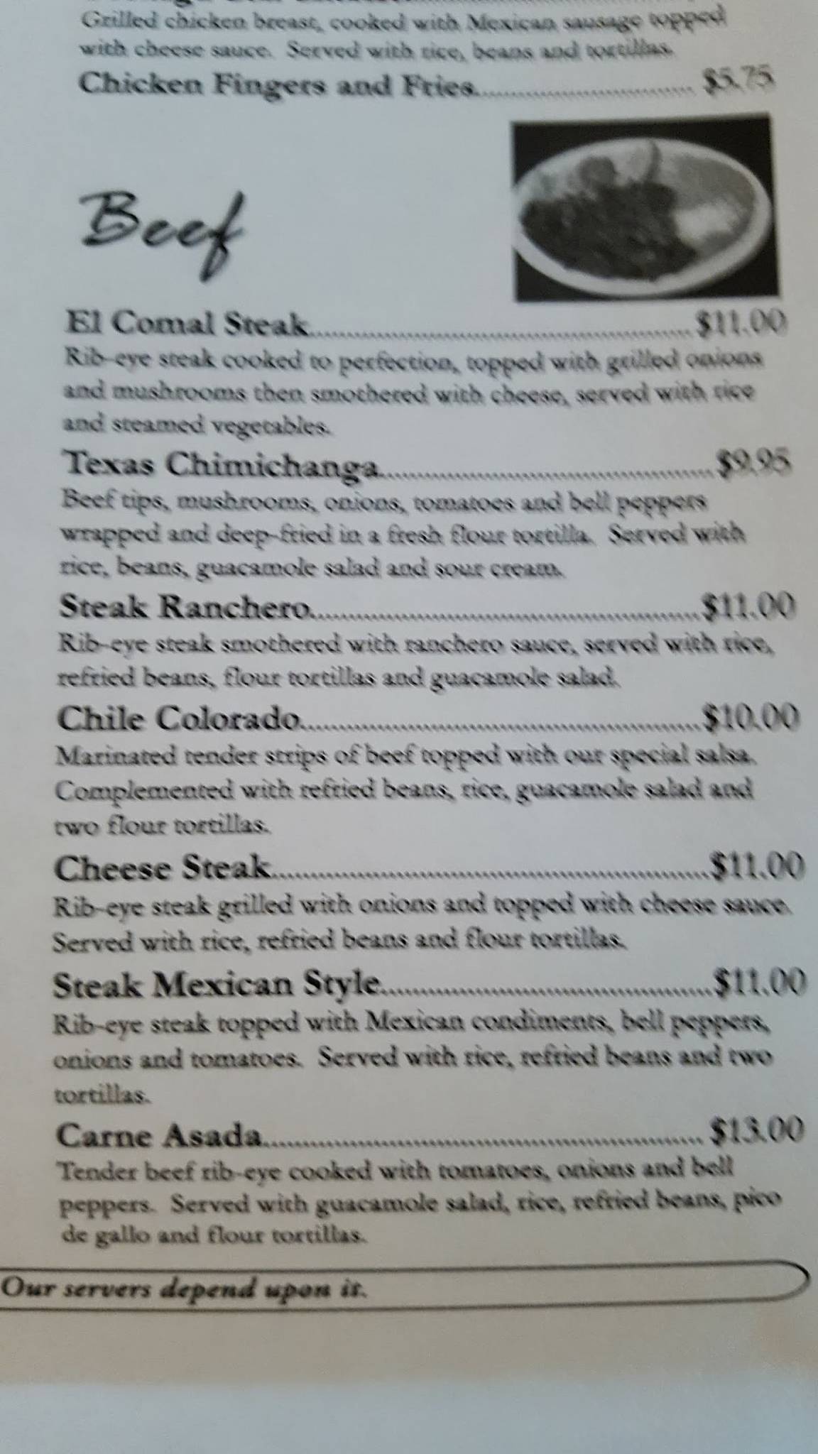 Menu at El Comal Mexican Restaurant, McCalla, AL-216 A