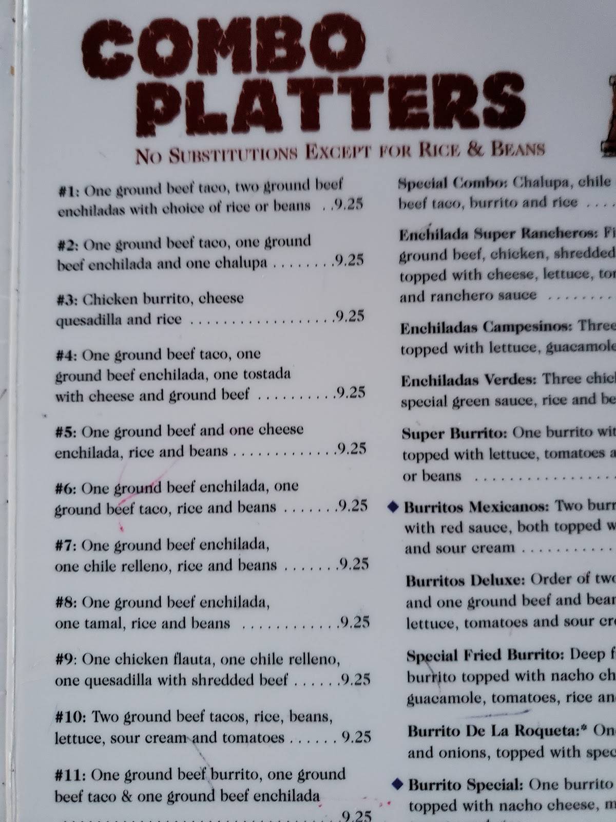 Menu at El Fogon Mexican Grill restaurant, Akron