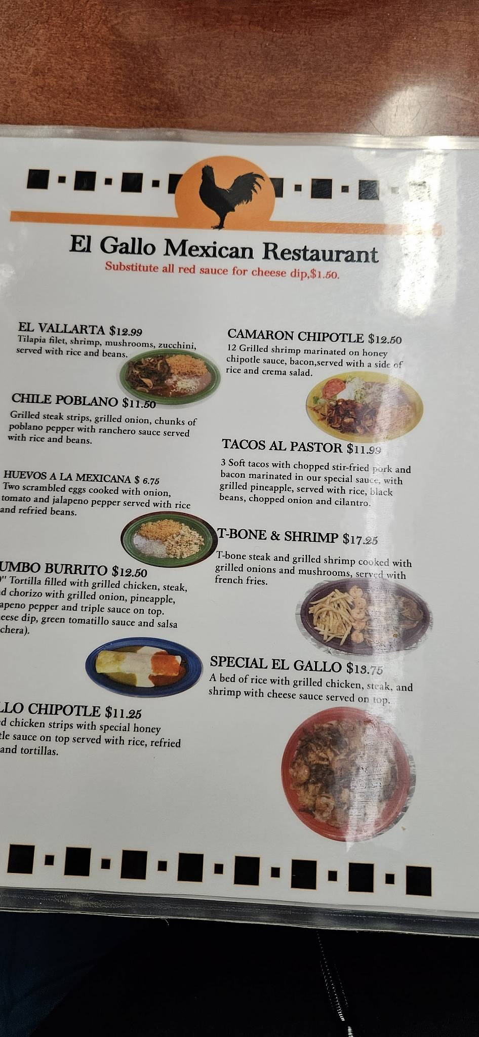 Menu at El Gallo Mexican Restaurant, USA, 282 Skidmore Ln