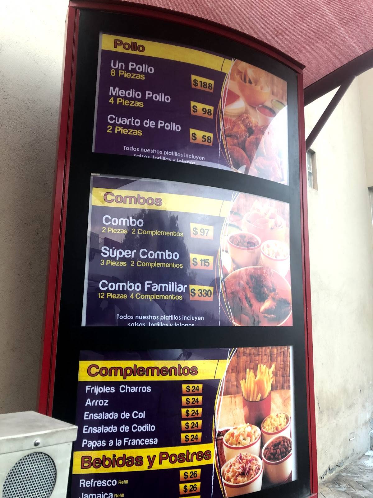 Carta del restaurante El Pollo Loco, Monterrey, Lincoln 1001-C