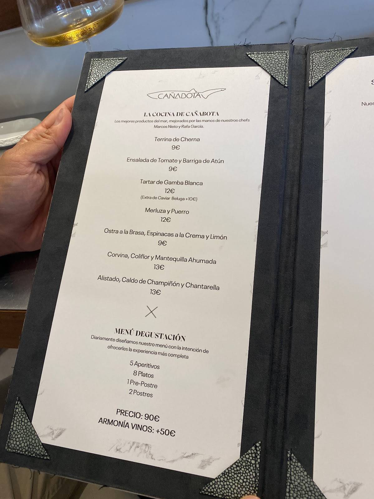 Carta de El Restaurante Cañabota, Sevilla, C. Orfila