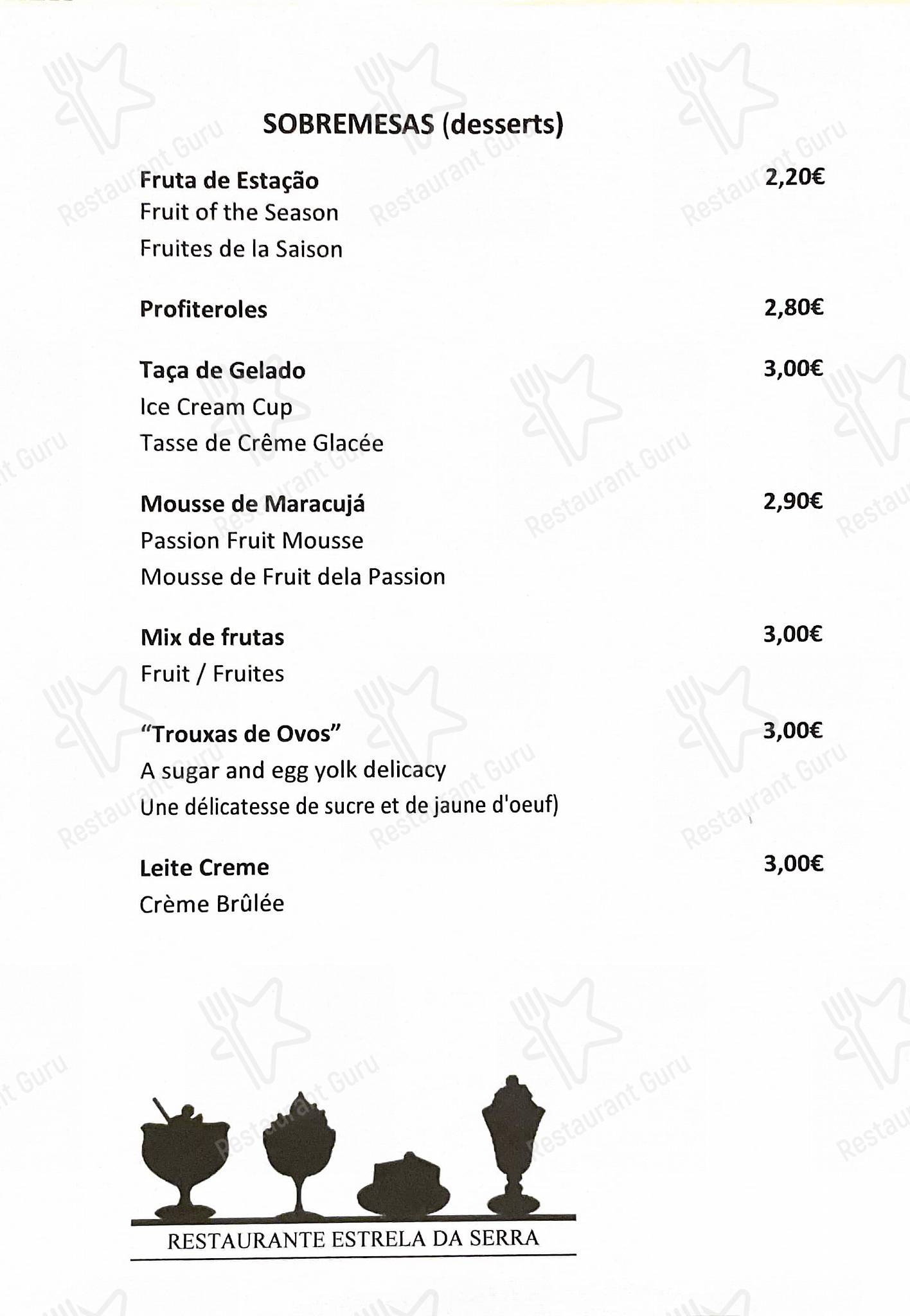 Menu em Estrela da Serra restaurante, Alcabideche