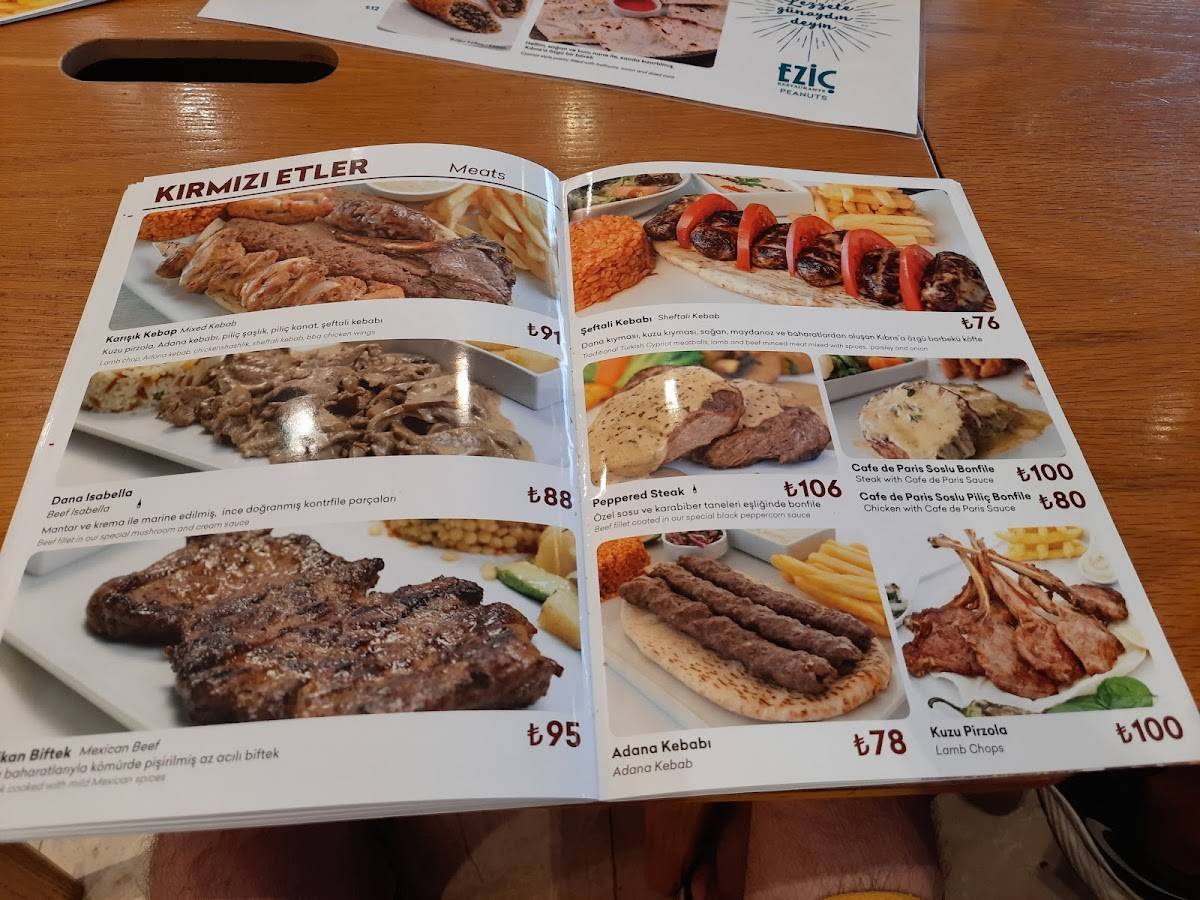 Menu at Eziç Peanuts, Cyprus, Karakız Sk 26