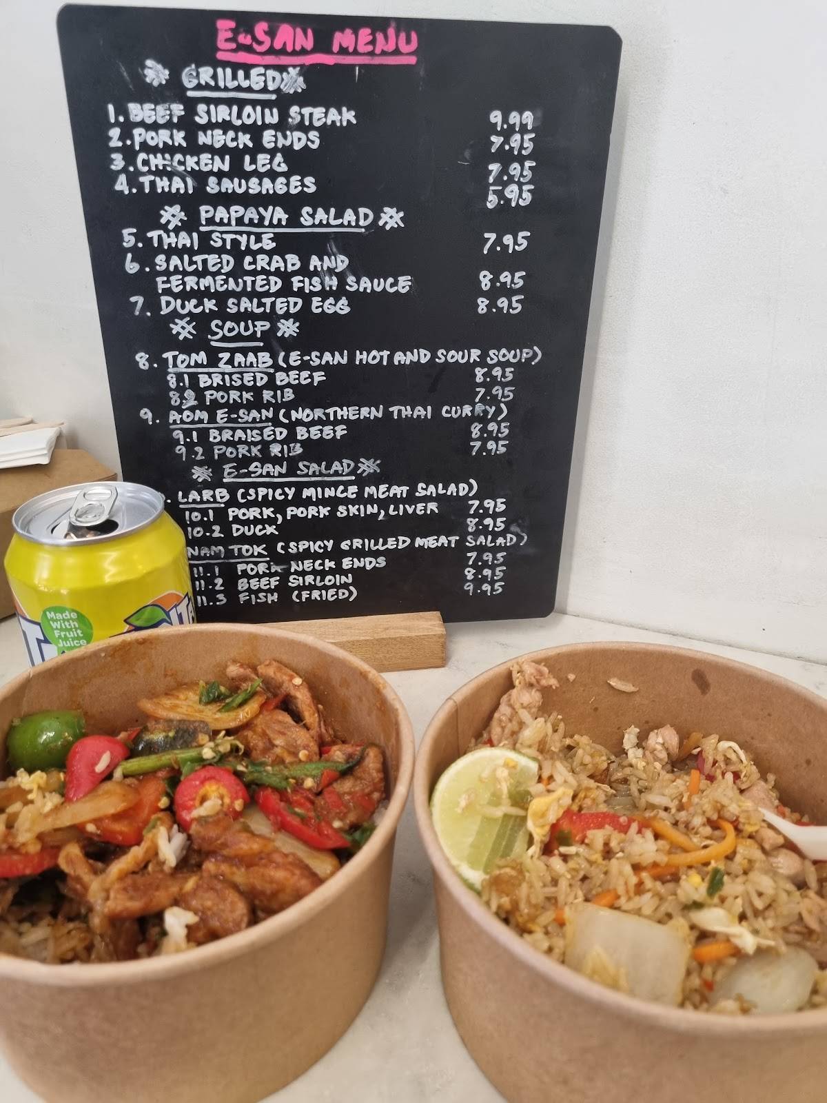 Menu at FAB Thai Street Food restaurant, London