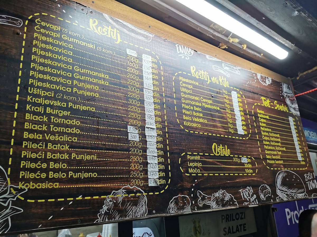Menu at FAST FOOD KRALJ ROŠTILJA, Leskovac