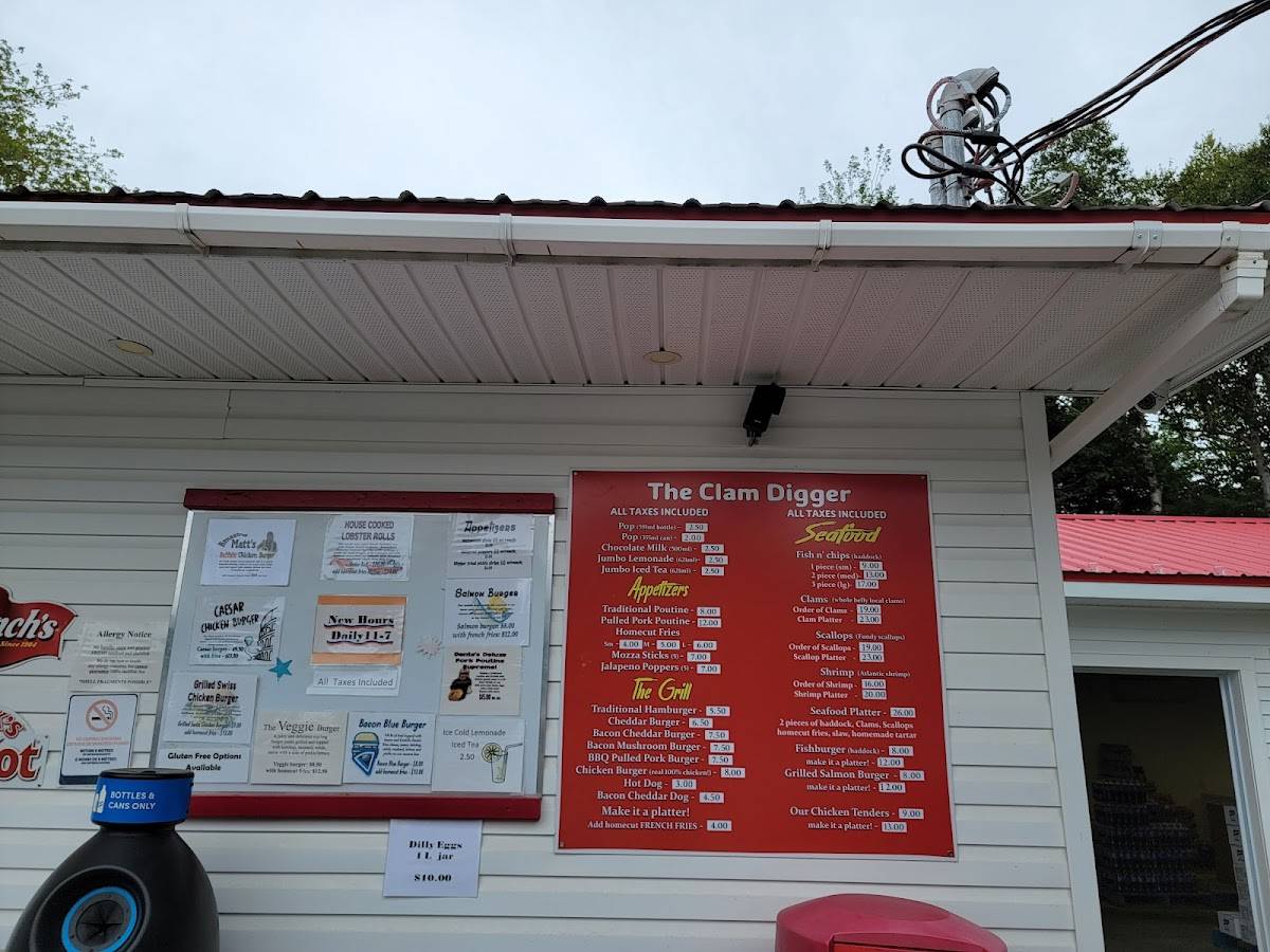 Menu at The Clam Digger restaurant, Chamcook, NB-127