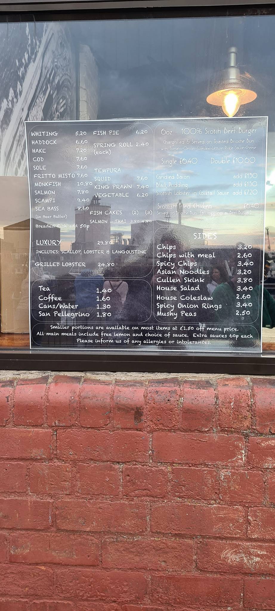 Menu at The Wee Hurrie fast food, Troon