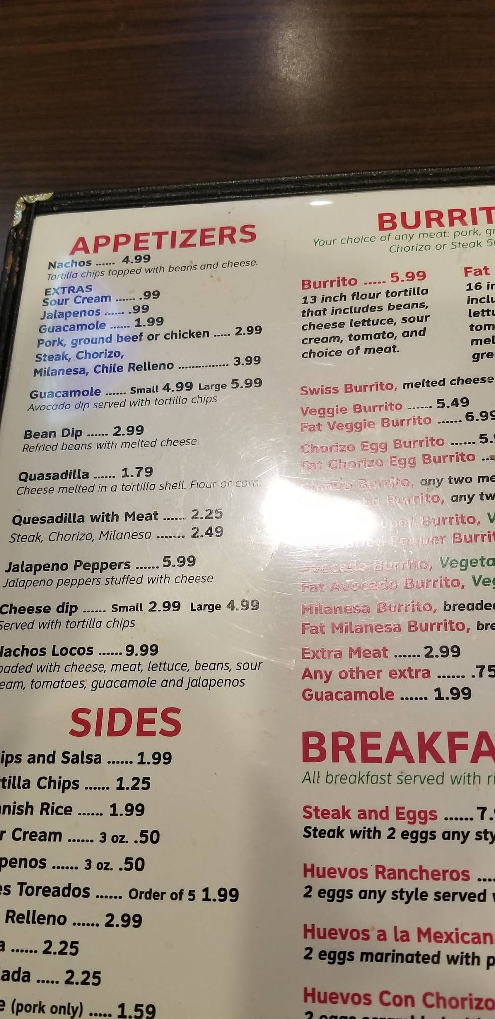 Menu at Fat Burrito Crown Point IN. restaurant, Crown Point
