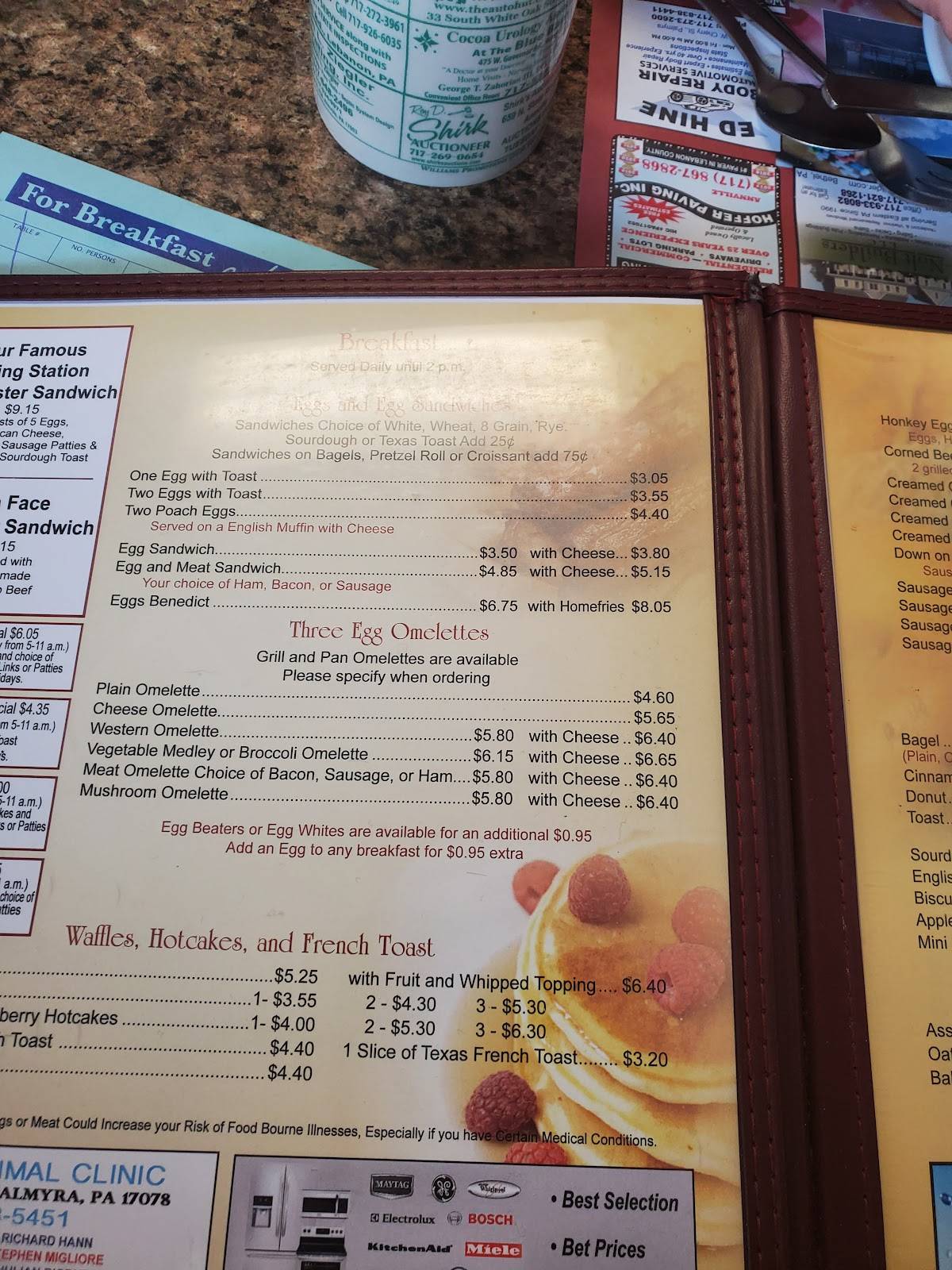 Menu at Filling Station restaurant, Palmyra