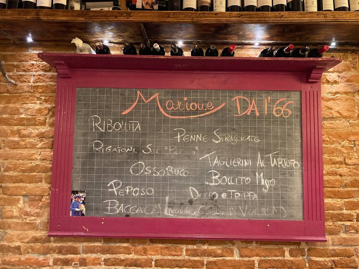 Menu at Trattoria Marione restaurant, Florence