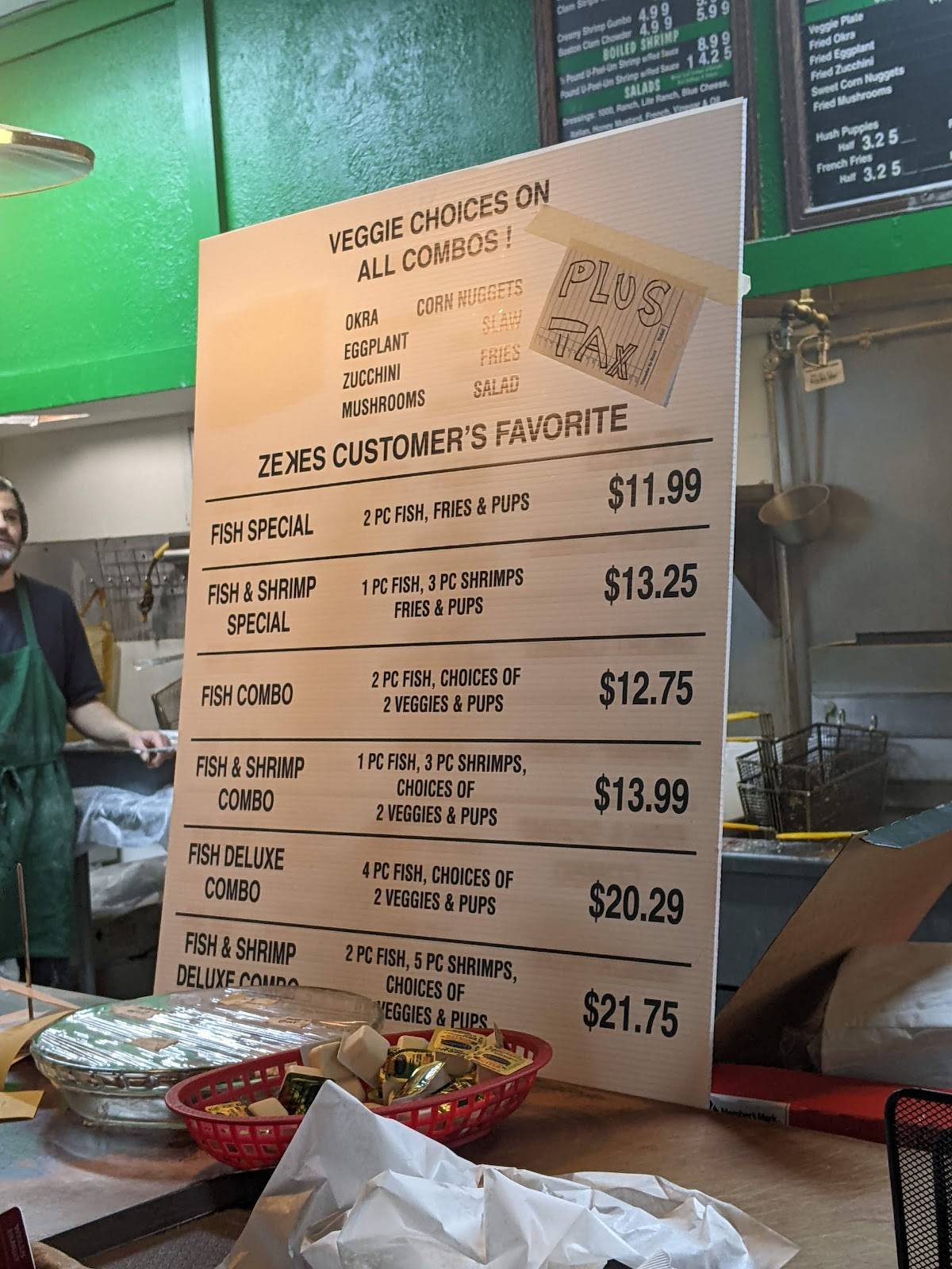 Menu at Zeke's Fish n Chips restaurant, Fort Worth, Curzon Ave