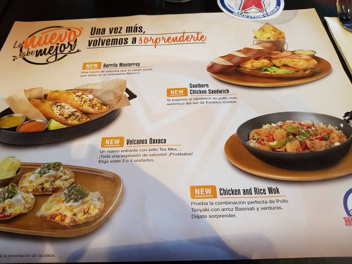 Carta del restaurante Foster's Hollywood, Alcázar del San Juan