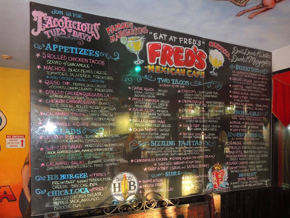 Menu at Fred's Mexican Cafe & Cantina, Huntington Beach